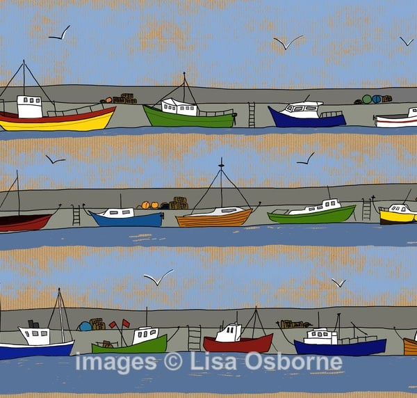The Harbour. Signed print. Digital illustration... - Folksy