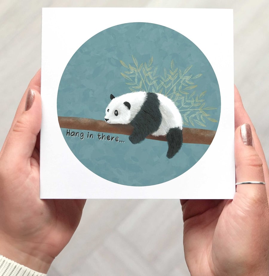 PANDA ENCOURAGEMENT CARD, hang in there, positi... - Folksy