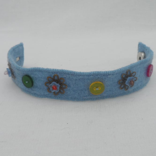 Beaded Felt Band Bracelet, Cuff, blue - Folksy