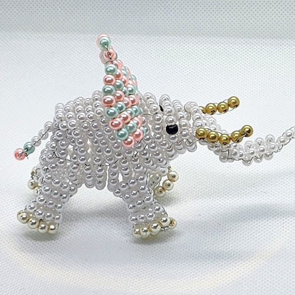 Pearl bead elephant - Folksy