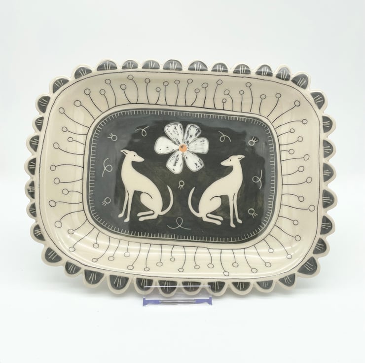 Unique Handmade Serving Platter with Dogs and F... - Folksy