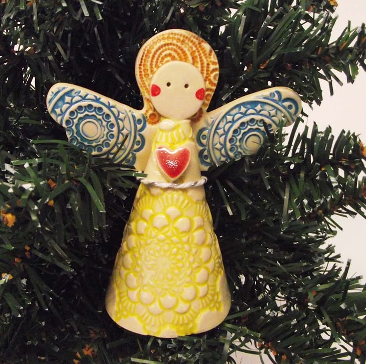 Ceramic Angel Christmas decoration - Folksy