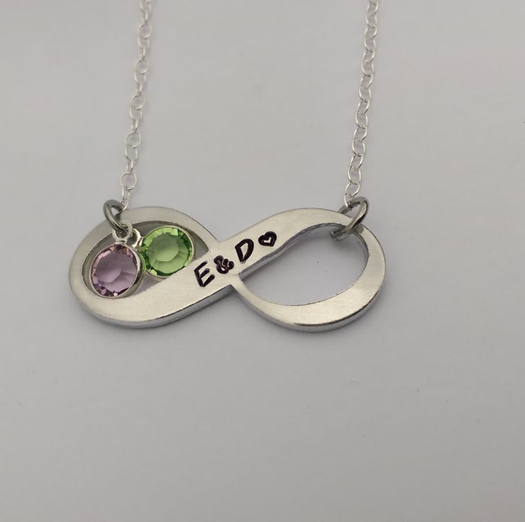 Hand stamped personalised Infinity name initial... - Folksy