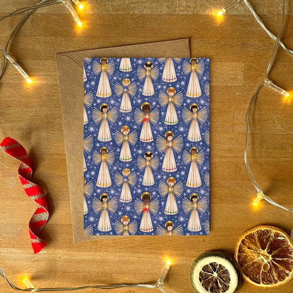Colourful Nordic-Inspired Christmas Angels Gree... - Folksy