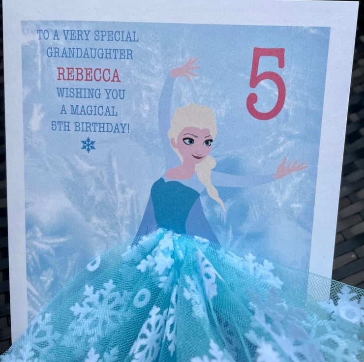 A5 handmade personalised elsa frozen birthday c... - Folksy
