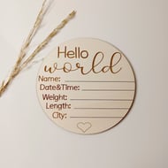 Hello World My Name Is Sign, Engraved Baby Name... - Folksy