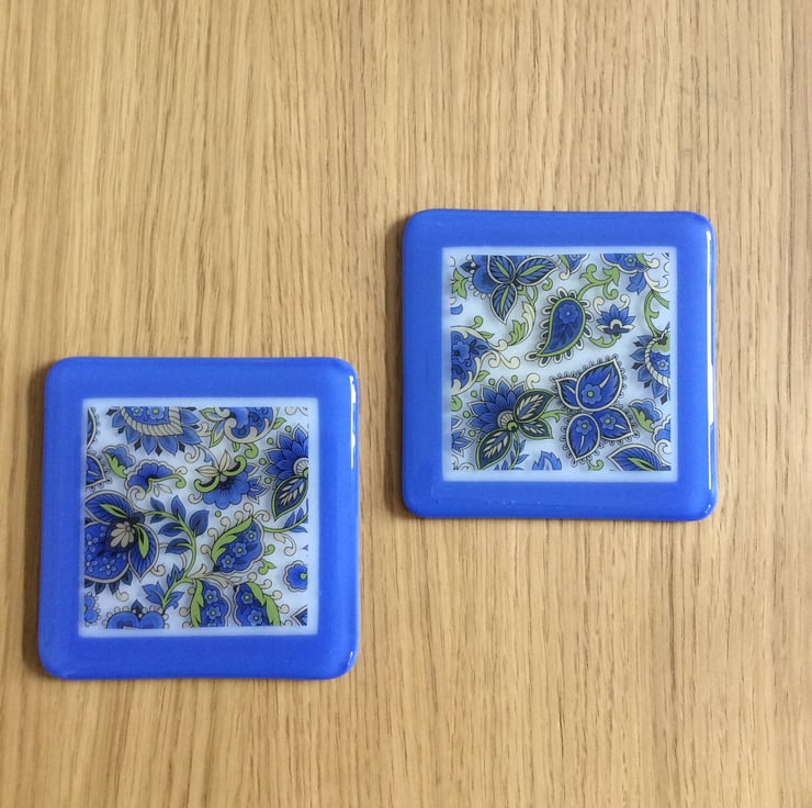 Paisley pattern fused glass coasters (0422) - Folksy