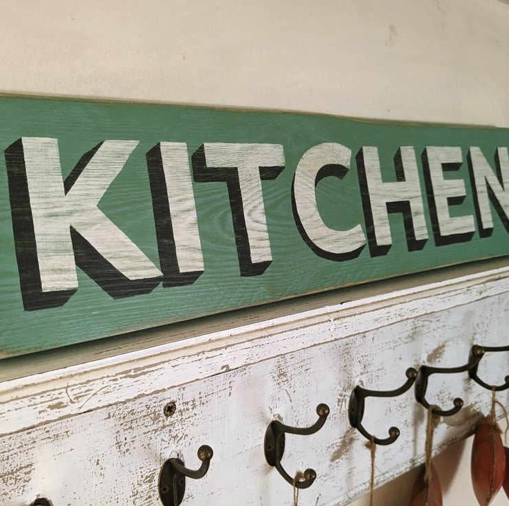 Hand-Painted "Kitchen" Wooden Sign, o... - Folksy