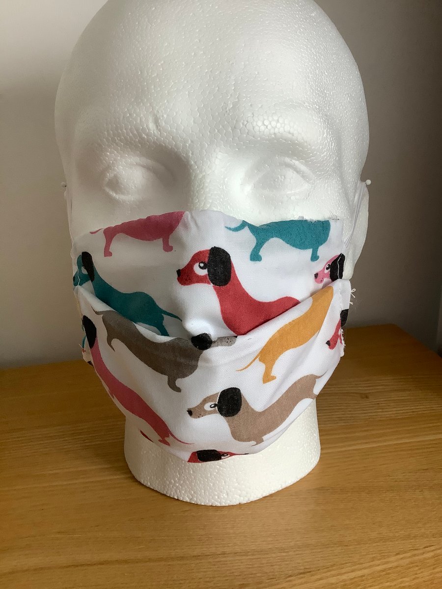 Sausage dog Cotton Face mask, Reusable face mas... - Folksy