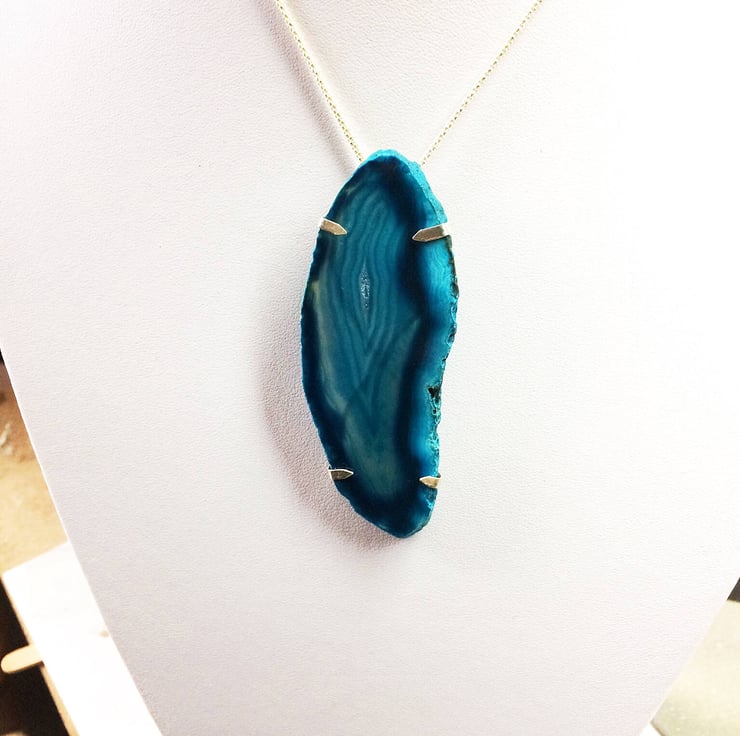A Beautiful Turquoise and Blue Polished Agate S... - Folksy