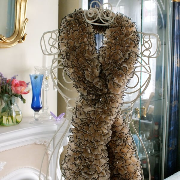 Glamorous Ruffle & Sequin Scarf - Beige Wit... - Folksy