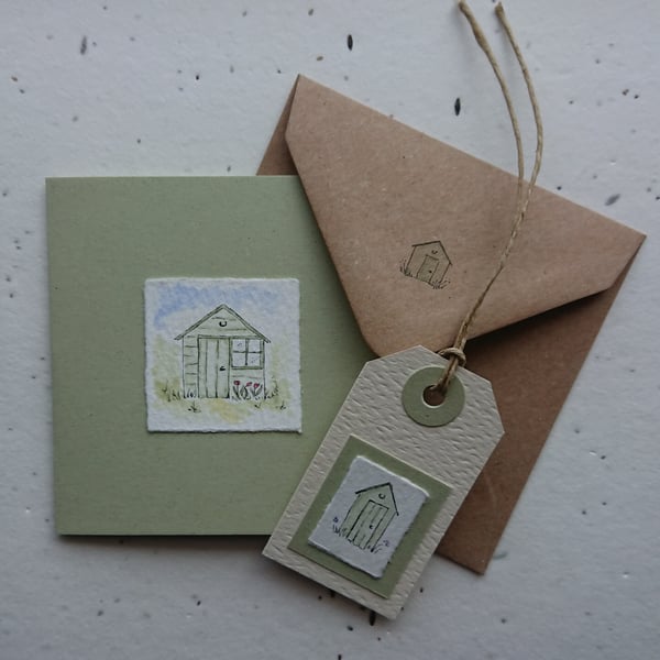 Card - garden shed - original watercolour - rec... - Folksy