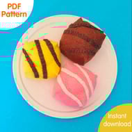 Fondant Fancies felt food sewing pattern (pdf f... - Folksy