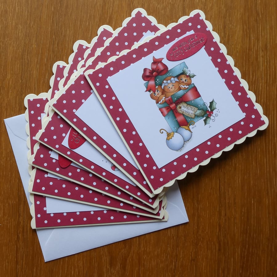 Set of 6 Christmas Cards - Gingerbread, Santa, ... - Folksy
