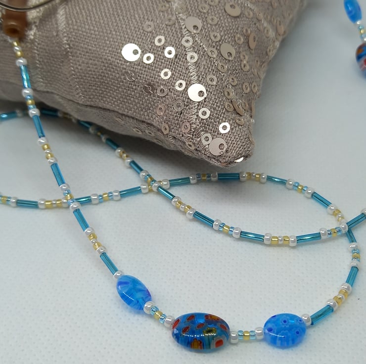 Beaded Glasses Chain - Turquoise - Folksy