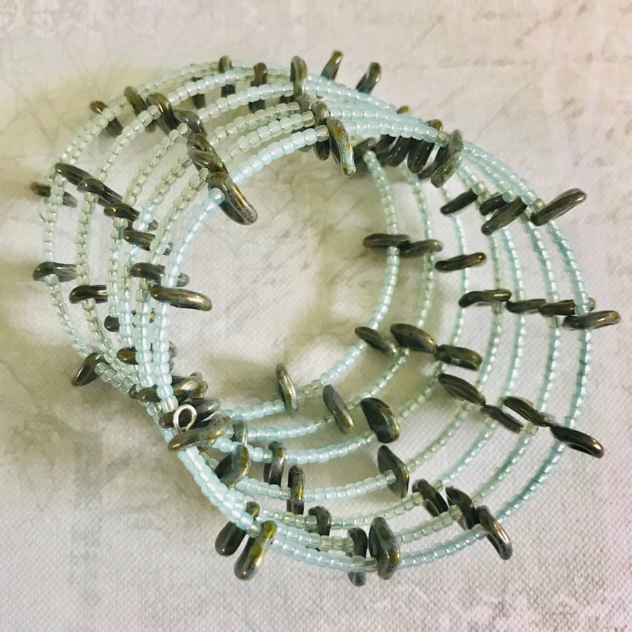 Beaded Memory Wire Statement Bracelet - Folksy