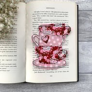 Bookmark, tea cup stack bookmark - Folksy
