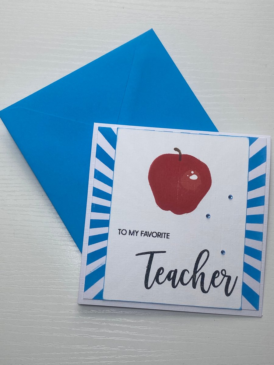 Thank You Teacher Handmade Card To My Favorite ... - Folksy