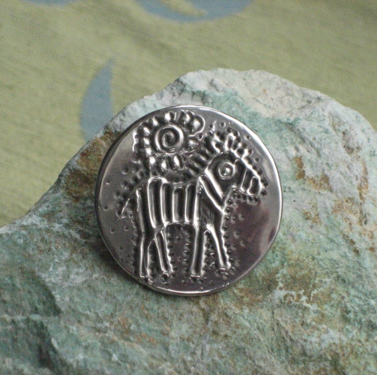 Handmade Zebra Brooch in Silver Pewter - Folksy