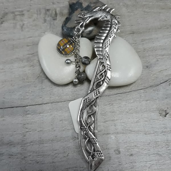DG01 Dragon bookmark with beads and Cornish Tartan - Folksy