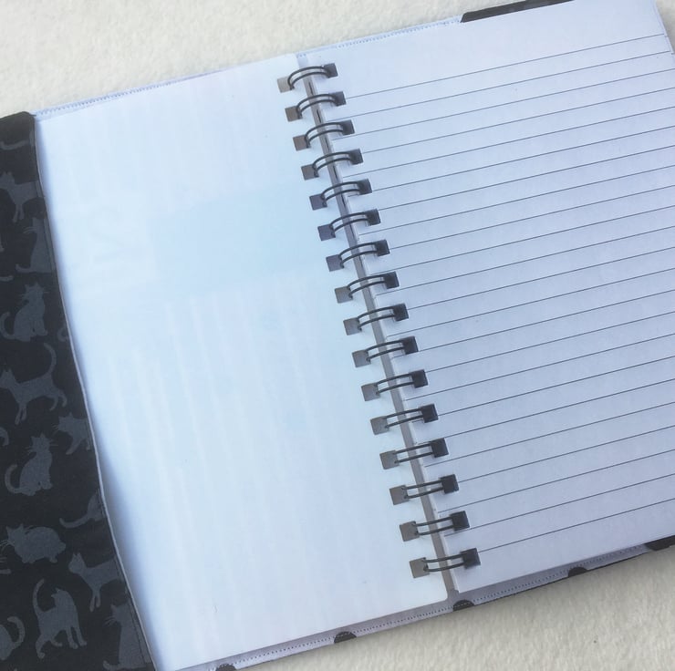 Cat Notebook Cover, Grey Cat, Fabric, A5, Stati... - Folksy