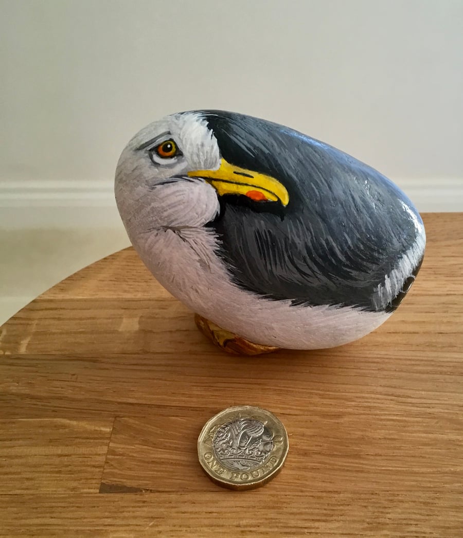 Seagull hand painted pebble rock art bird garde... - Folksy