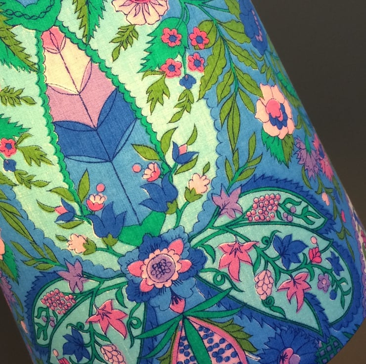 Blue Green and PInk SHALIMAR Jonelle Vintage Fa... - Folksy