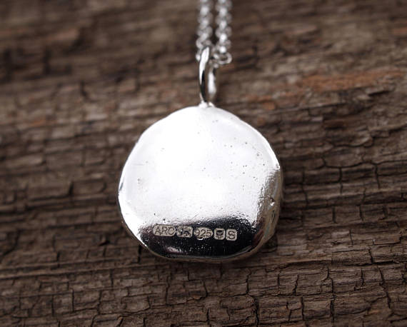 Large silver pebble pendant, pebble necklace - Folksy