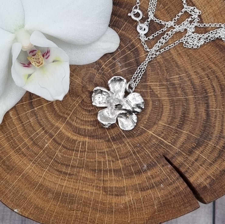 Real Buttercup flower preserved in silver, pend... - Folksy