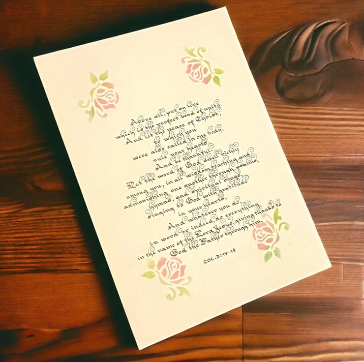 Above all, put on love Colossians 3:14-17 calli... - Folksy