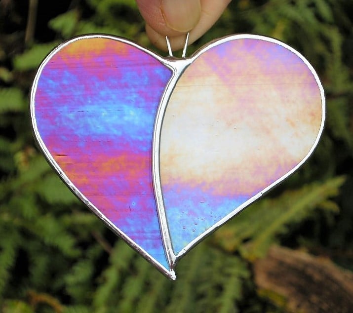 Stained Glass Love Heart "When Two Hearts ... - Folksy