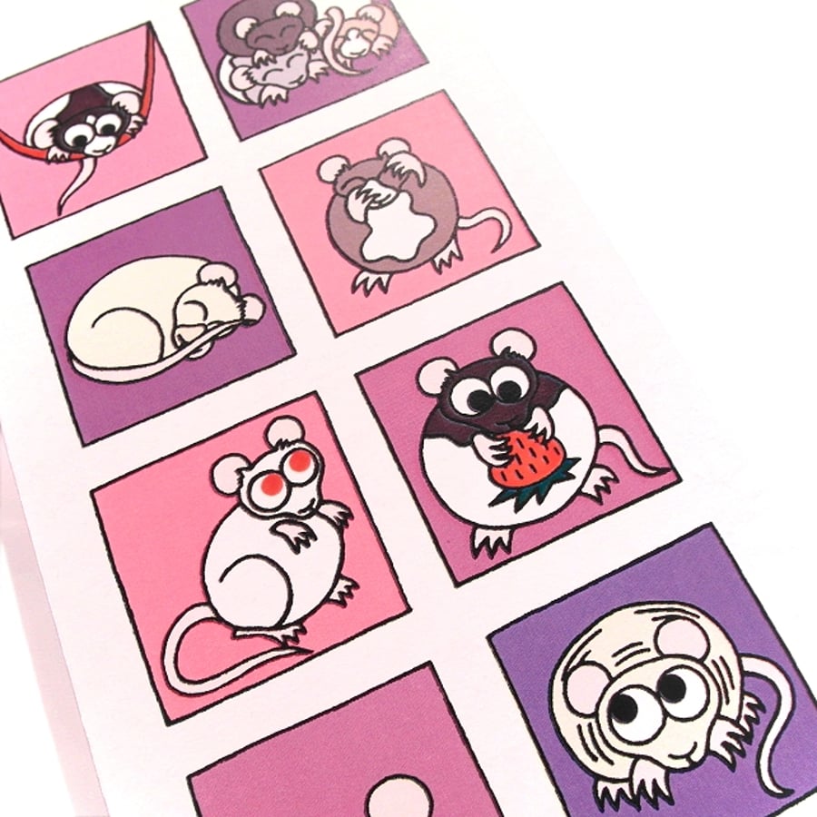 Pink and Purple Cute Rat Card - blank inside. C... - Folksy