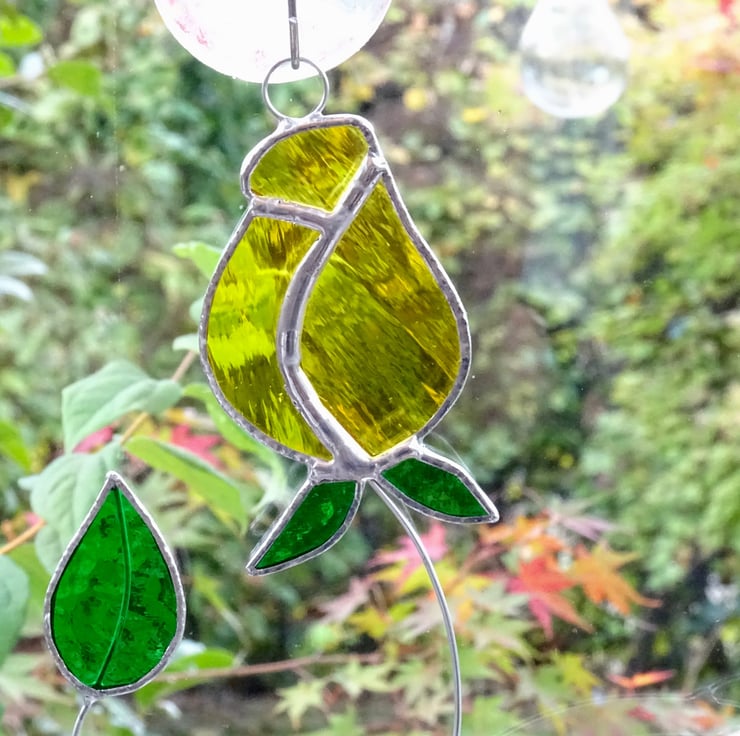 Stained Glass Rose Suncatcher Handmade Hanging ... - Folksy