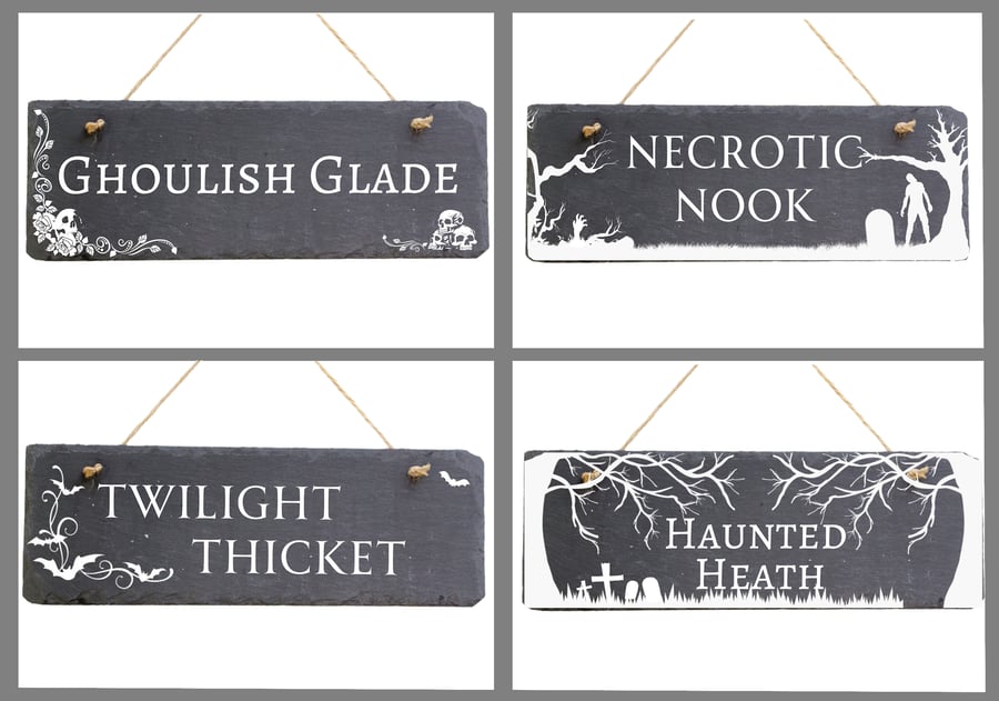Gothic Slate Signs - Creepy Garden Signs - Folksy