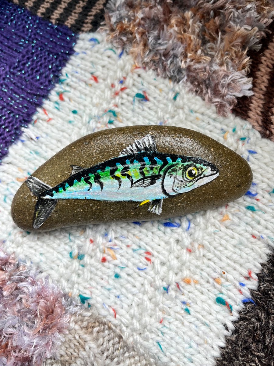Mackerel hand painted and varnished paper weigh... - Folksy