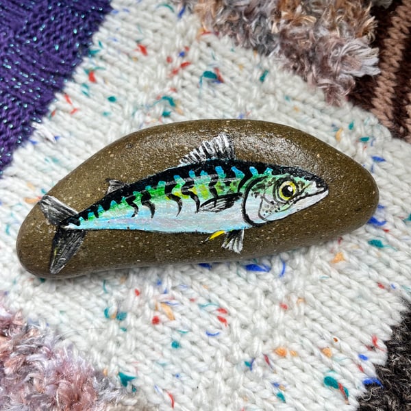 Mackerel hand painted and varnished paper weigh... - Folksy