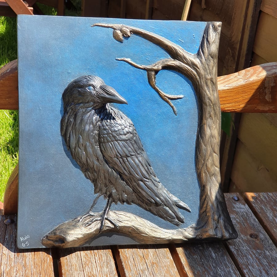 Enchanted Night Raven Wall Sculpture - Folksy