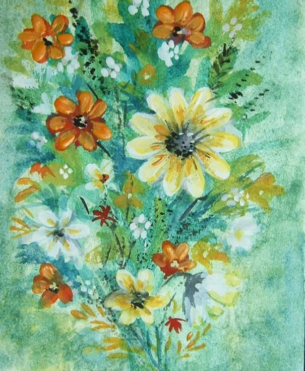 flowers floral original art painting aceo ref 113 - Folksy