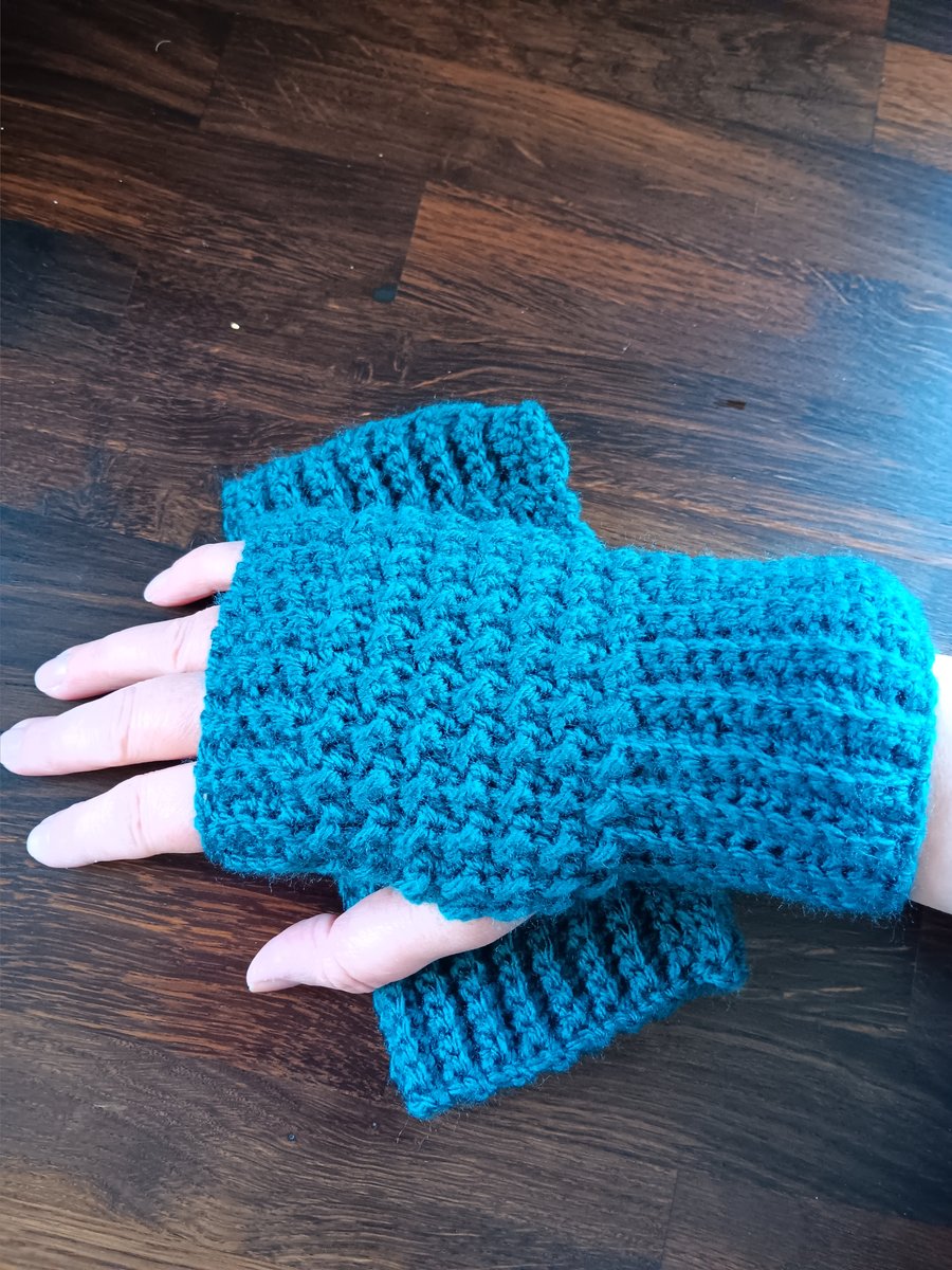 Handmade Crochet Fingerless Gloves - Folksy