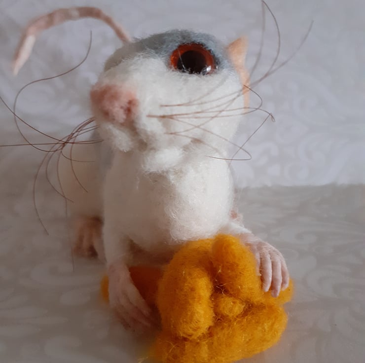 Keeper of the Cheese Puffs - Needle felted Rat - Folksy