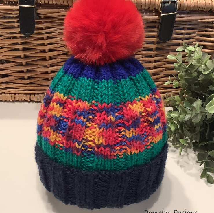 Gender Neutral Ribbed Large Pom Pom Beanie Hat ... - Folksy
