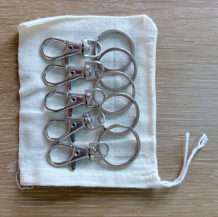 Split key ring & swivel hooks in chrome, 5pack - Folksy