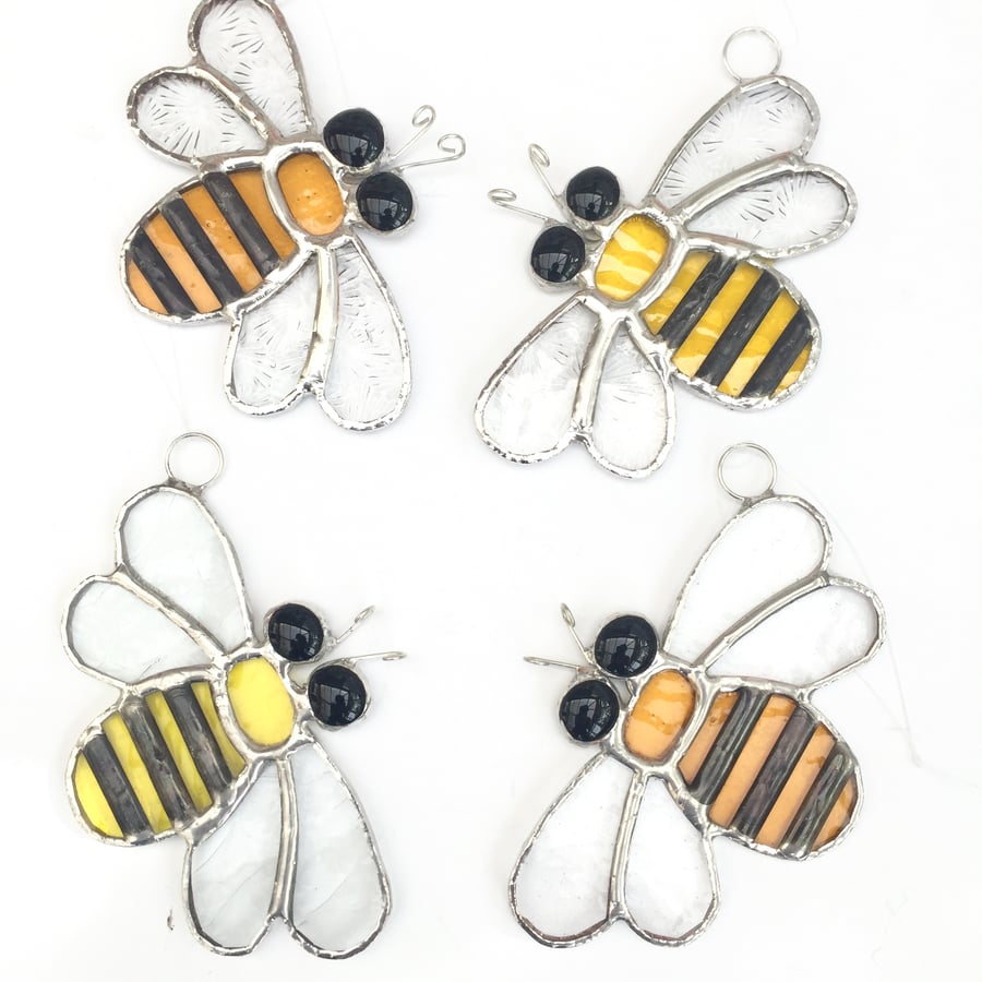 Stained Glass Bee Suncatcher - Handmade Hanging... - Folksy