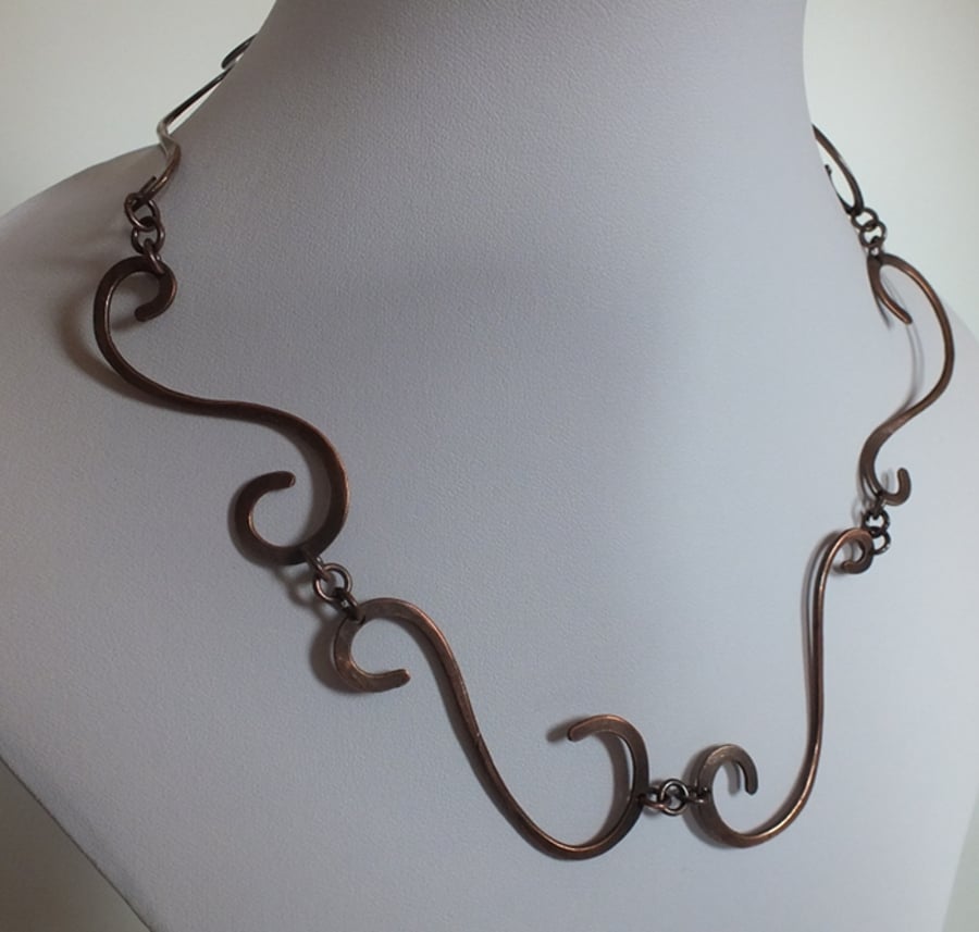 Copper scrolls necklace - Folksy
