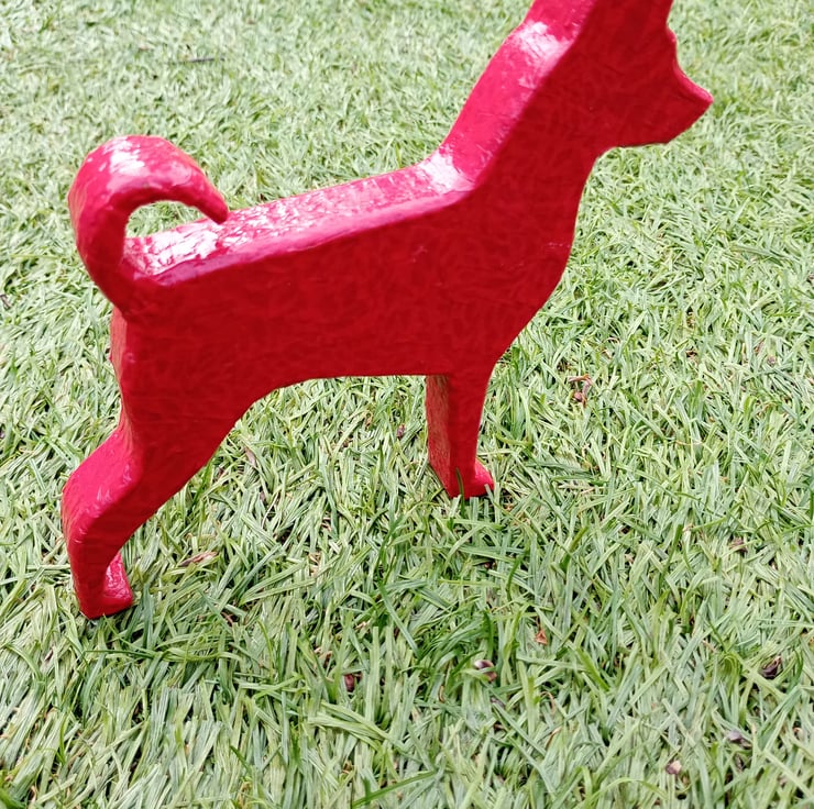 Minpin decopatch dog in red with dark flecks - Folksy