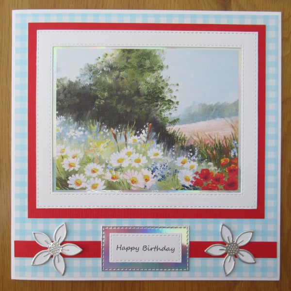 Country Scene - 8x8" Birthday Card - Folksy