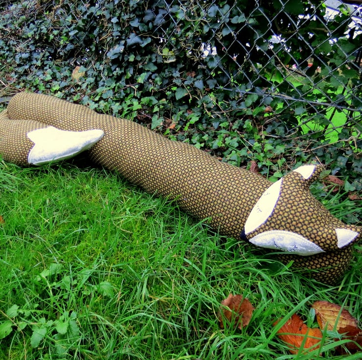 Fox draught excluder. Textured olive and brown ... - Folksy