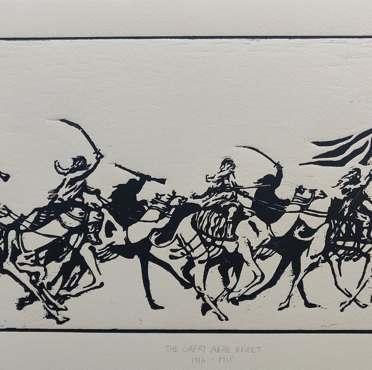 The Great Arab Revolt (1916-1918) woodcut print - Folksy
