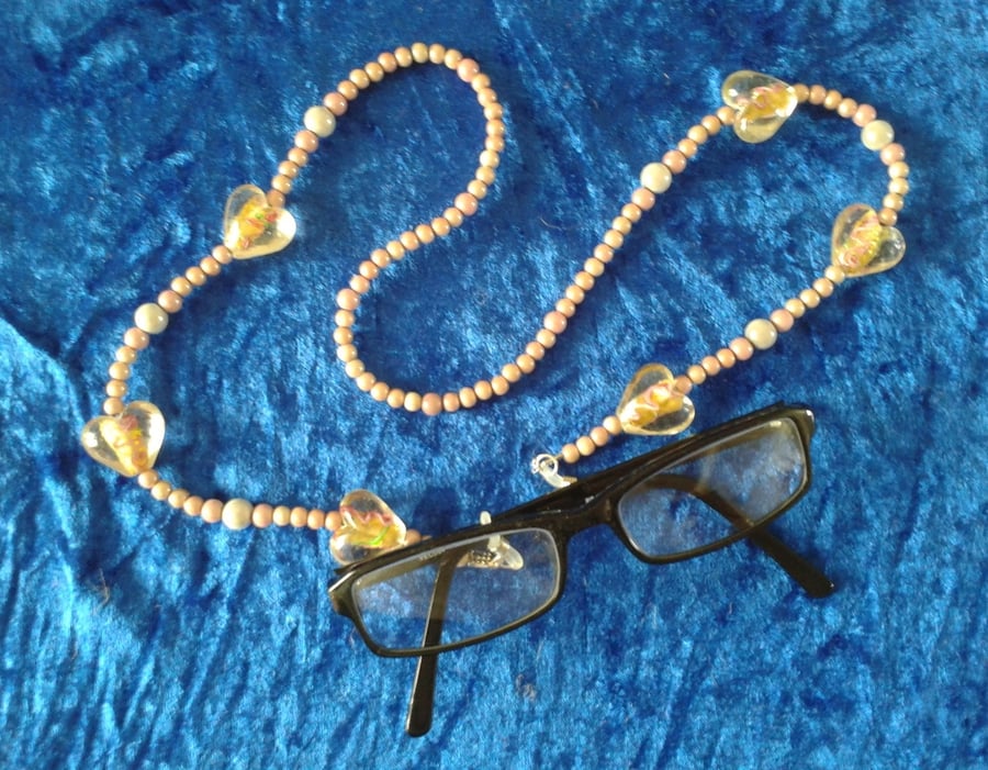 Beaded Spectacle Glasses Chain (pale pink) - Folksy