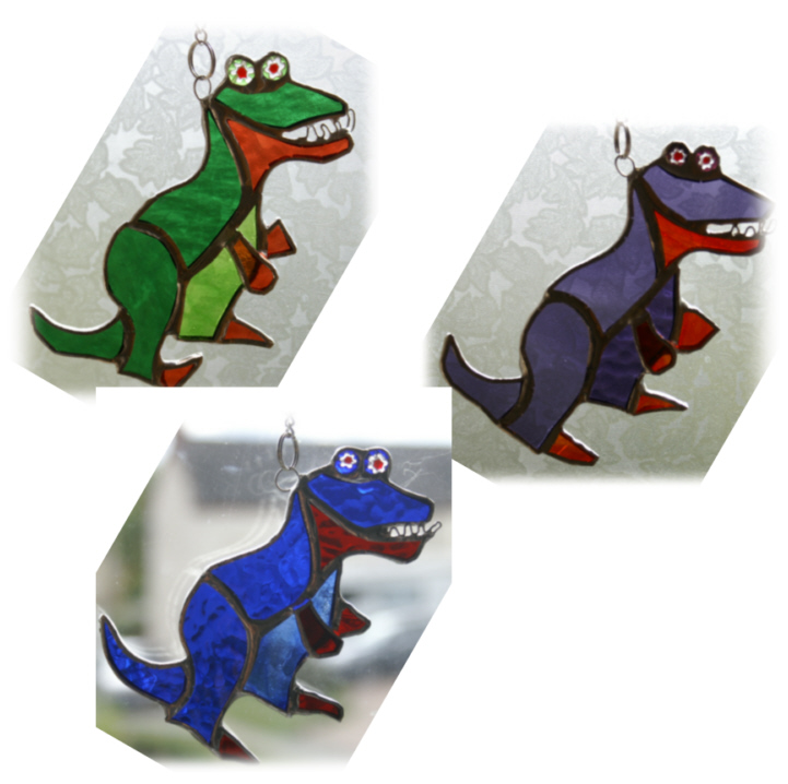 Dinosaur T Rex Suncatcher Rainbow Stained Glass... - Folksy